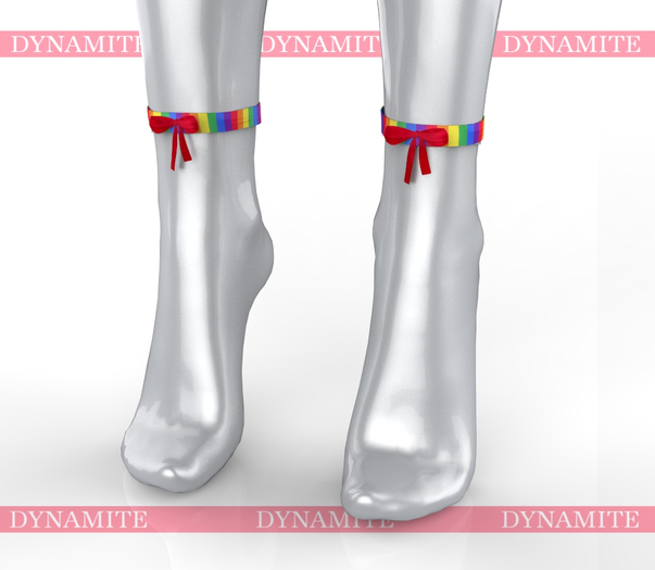 Second Life Marketplace - DYNAMITE Pride Rainbow Leg Ankle Wrist Ribbon ...