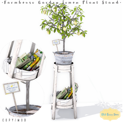 Second Life Marketplace - {OBD} Farmhouse Garden Lemon Plant Stand