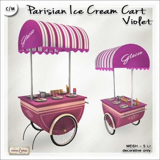Second Life Marketplace - [V/W] Parisian Ice Cream Cart Violet - Mesh ...