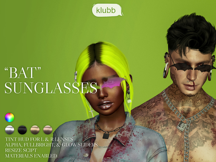 Second Life Marketplace - Klubb - "BAT" Sunglasses