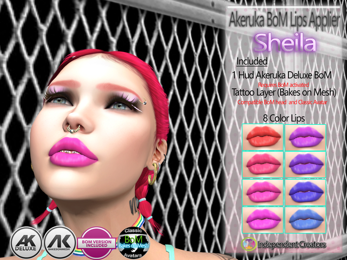 Second Life Marketplace - -IC- Akeruka BoM Lipstick (Sheila) !!! ADDME