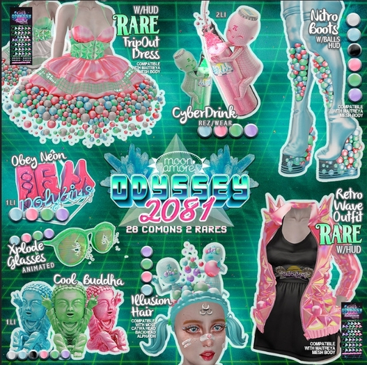 Second Life Marketplace - :MoonAmore: Oddysey2081 / Retrowave Outfit - RARE