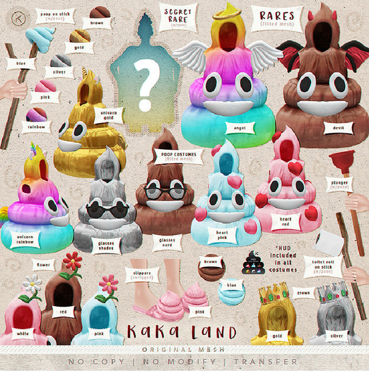 Second Life Marketplace - kotte - kaka land - poop on stick - rainbow