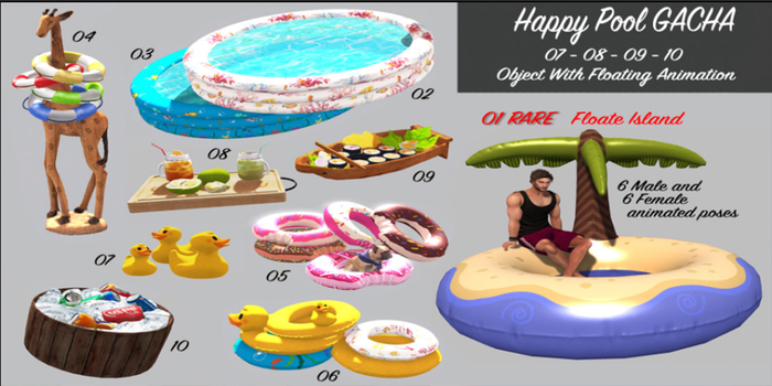 Second Life Marketplace - 09 - Happy Pool - Floating Sushi Boat