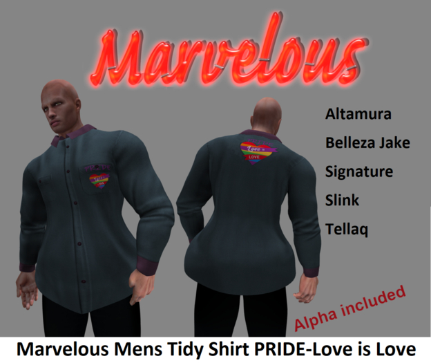 Second Life Marketplace - FREE Marvelous Mens Tidy Shirt Love PRIDE ...