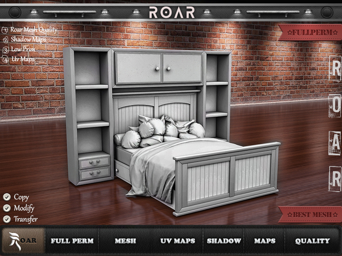 Second Life Marketplace - {::ROAR::} Full Perm Bed Library #2134