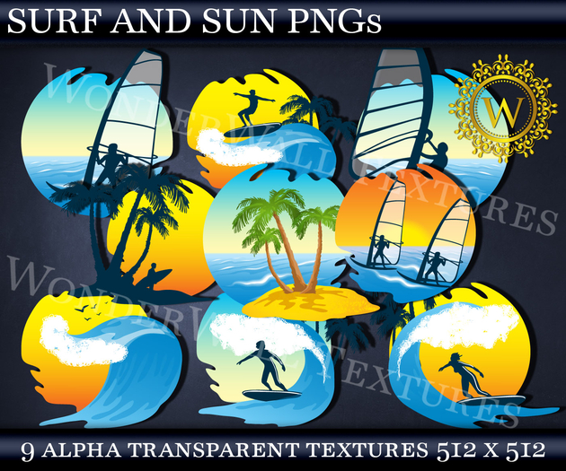 Second Life Marketplace - Surf And Sun 9 Transparent Alpha Textures ...