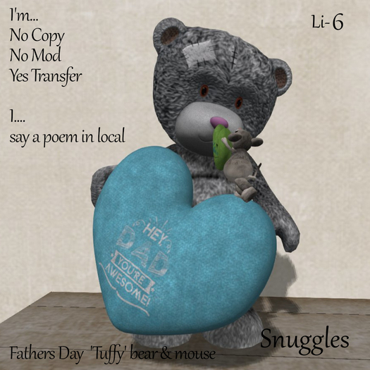 Second Life Marketplace - Fathers Day 'Tuffy' bear & mouse By Snuggles