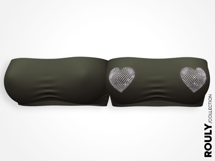 Second Life Marketplace - ROULY :: Double Heart Tube Top - Khaki