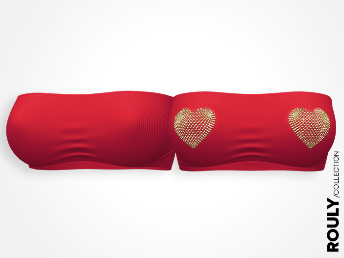 Second Life Marketplace - ROULY :: Double Heart Tube Top - Cherry
