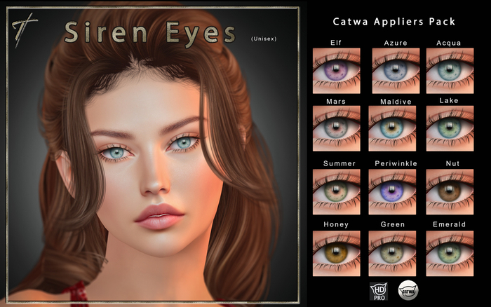 Second Life Marketplace - Tville - Siren Eyes [ Catwa & HDPRO ] *pack*