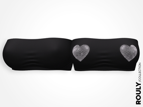 Second Life Marketplace - ROULY :: Double Heart Tube Top - Black
