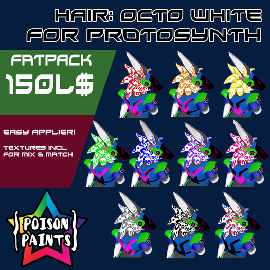 Second Life Marketplace - {Poison Paints} Hair Octo (white) for ...