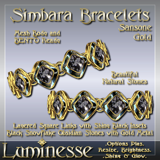 Second Life Marketplace - SIMBARA Sansone Bracelets OP - Black ...