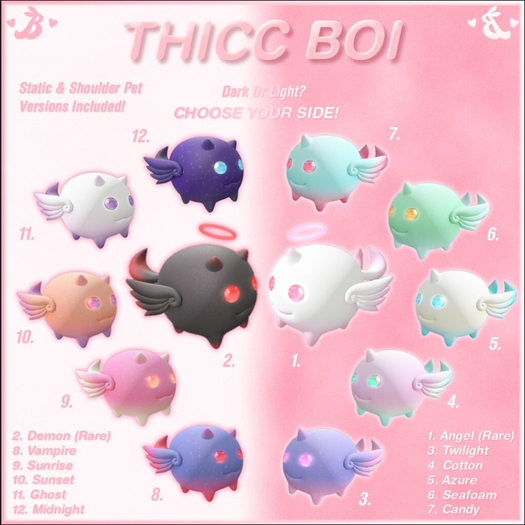 Second Life Marketplace - ~BP~ Thicc Boi - One Horn - Seafoam (Rez)