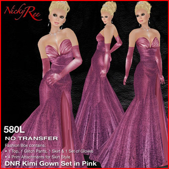 Second Life Marketplace - *DNR* Kimi Gown Set in Pink