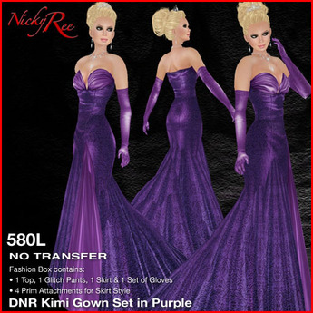 Second Life Marketplace - *DNR* Kimi Gown Set in Purple