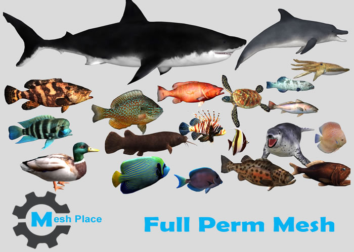 Second Life Marketplace - Mesh Place - 20 Fish Collection - Full Perm Mesh