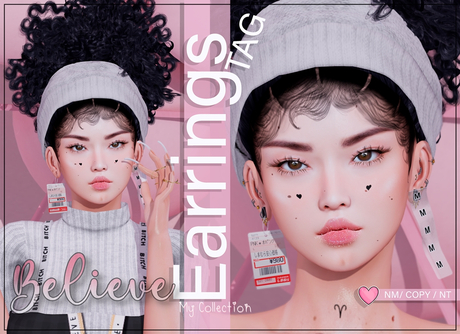 Second Life Marketplace - :: Believe ::Earrings Tag
