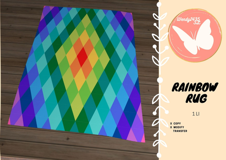 Second Life Marketplace - Rug with self made texture -- Rainbow Rug ...
