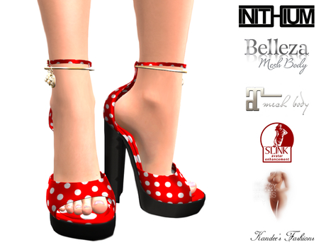 Second Life Marketplace - Red Polka Dot Platform Heels