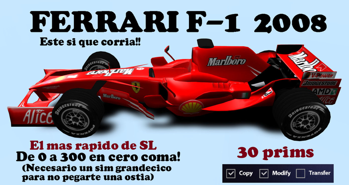 Second Life Marketplace - FERRRRRRARI F1 - 2008