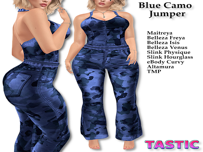 Second Life Marketplace - Tastic-Blue Camo Jumper