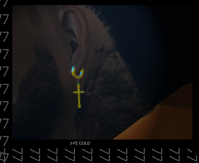 Second Life Marketplace - Unisex earring 7-FÉ GOLD