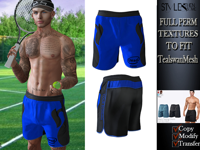 Second Life Marketplace - STYLES -v2.5 Mens Training Shorts Texture ...