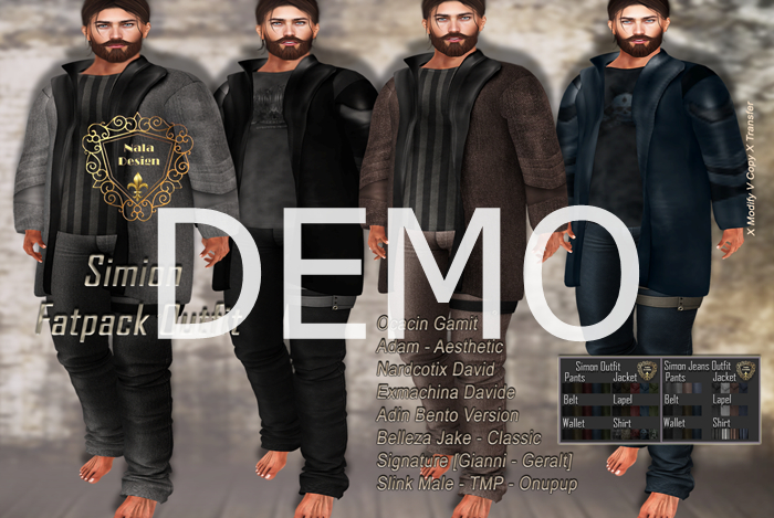 Second Life Marketplace - DEMO - Nala Design - Simon Male Outfit - Mesh ...