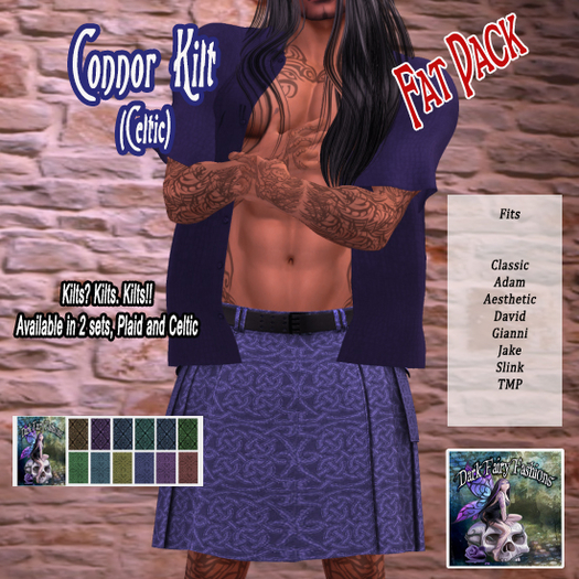 Second Life Marketplace - DFF Connor Kilt (Celtic) Fatpack