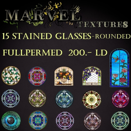 Second Life Marketplace - Marvel Stained Glasses - Rounded set - 15 ...