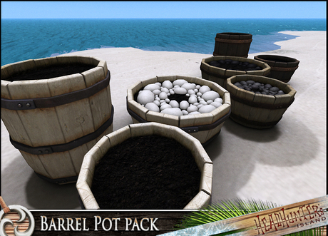 Second Life Marketplace - HeadHunter's Island - Barrel Pot pack - MESH