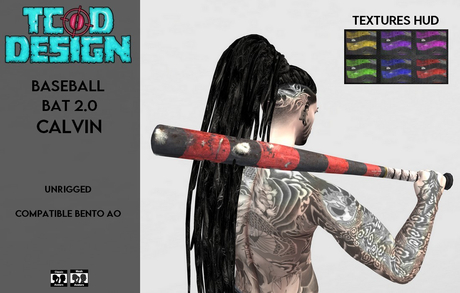 Second Life Marketplace - Baseball Bat 2.0 ~ Calvin [Textures Hud]. DEMO