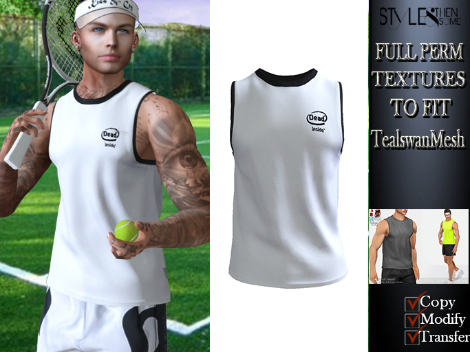 Second Life Marketplace - STYLES -v2.1 Men's Training Tank Top Texture ...