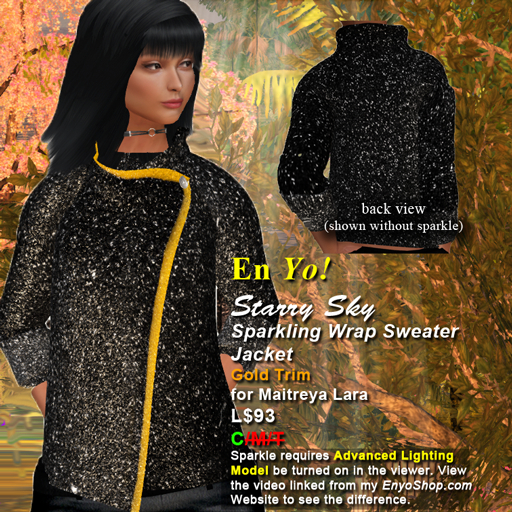 Second Life Marketplace - En YO! Starry Sky SPARKLING Wrap Jacket Gold ...