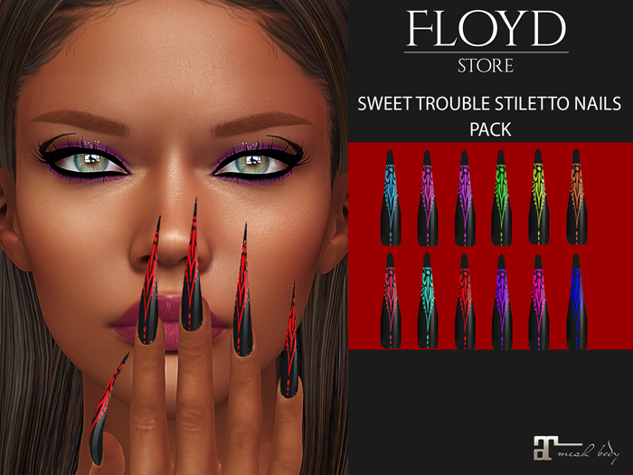 Second Life Marketplace - .:Floyd:.Sweet Trouble Stiletto Nails Pack