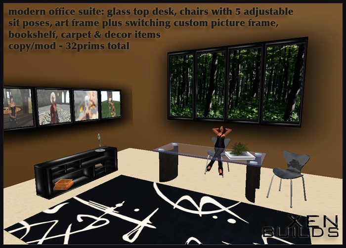 Second Life Marketplace - Xen modern office set - Black - copy/mod