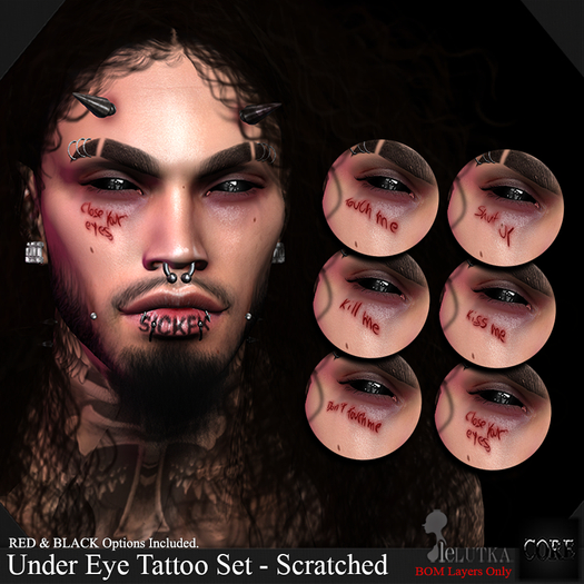 Second Life Marketplace - ::: Core ::: Under Eye Tattoo Set - Scratched