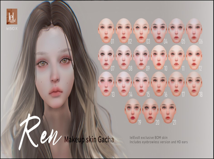 Second Life Marketplace - #10 violetta. Ren makeup skin BOX