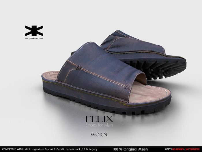 Second Life Marketplace - Felix :: Man Shoes :: Worn :: {kokoia}