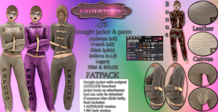 Second Life Marketplace - Alination-LIT-straight jacket&pants-mai bel ...