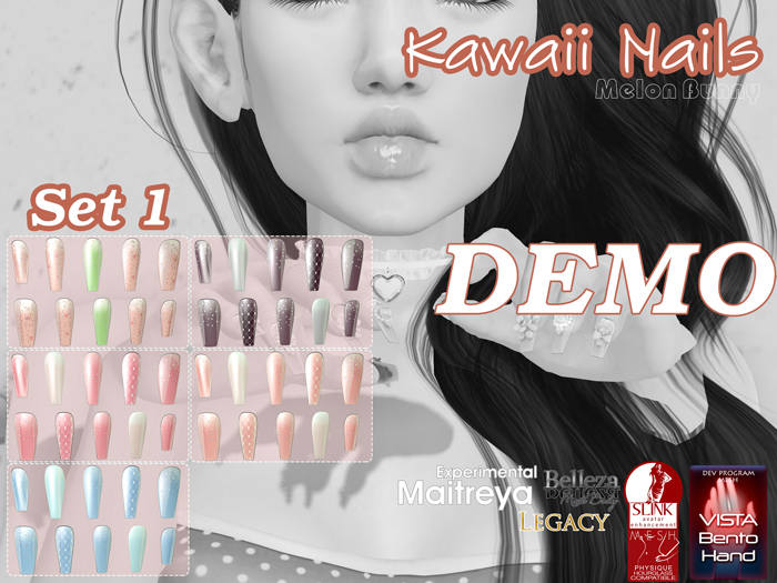 Second Life Marketplace - {MB} DEMO Kawaii Nails Vista Set 1