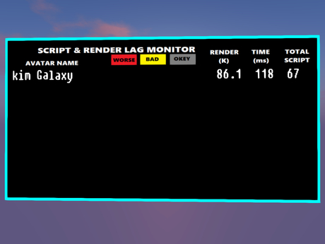 Second Life Marketplace - SCRIPT RENDER LAG MONITOR