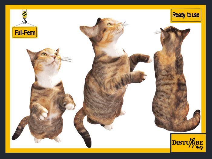Second Life Marketplace - ::DisturbeD:: Playful Calico Cat - FULL PERM MESH