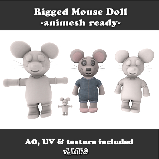 Second Life Marketplace - Alive: FULLPERM Rigged Mouse Doll - Animesh Ready