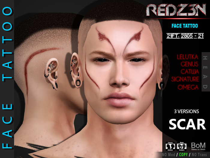Second Life Marketplace - [ R3 ] Face Tattoo 21FT. 2805 - 21