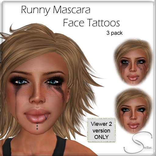 Second Life Marketplace - [Stellar] Runny Mascara Face Tattoos (for SL ...