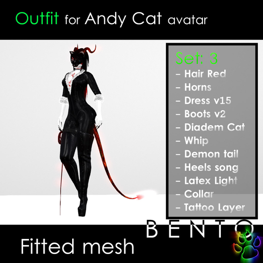 Second Life Marketplace - Furry Andy - Outfit for Andy Cat avatar (set:3)