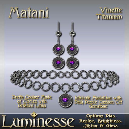 Second Life Marketplace - MATANI Vinette Choker & Earrings Set OP ...